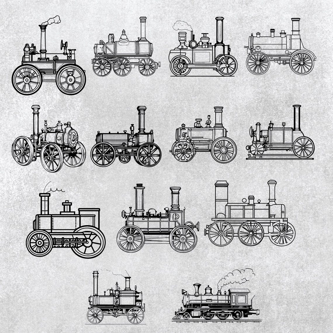 Steam Engine Svg Bundle, Steam Engine Vector Set, Steam Engine Clipart ...