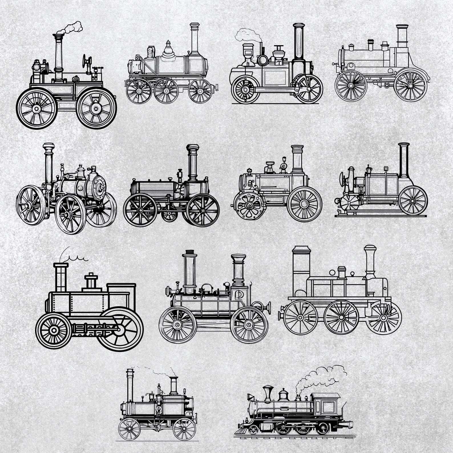 Steam Engine Svg Bundle, Steam Engine Vector Set, Steam Engine Clipart ...