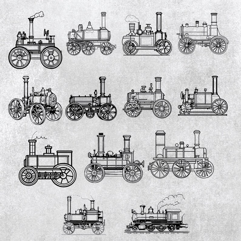 Steam Engine Svg Bundle, Steam Engine Vector Set, Steam Engine Clipart ...