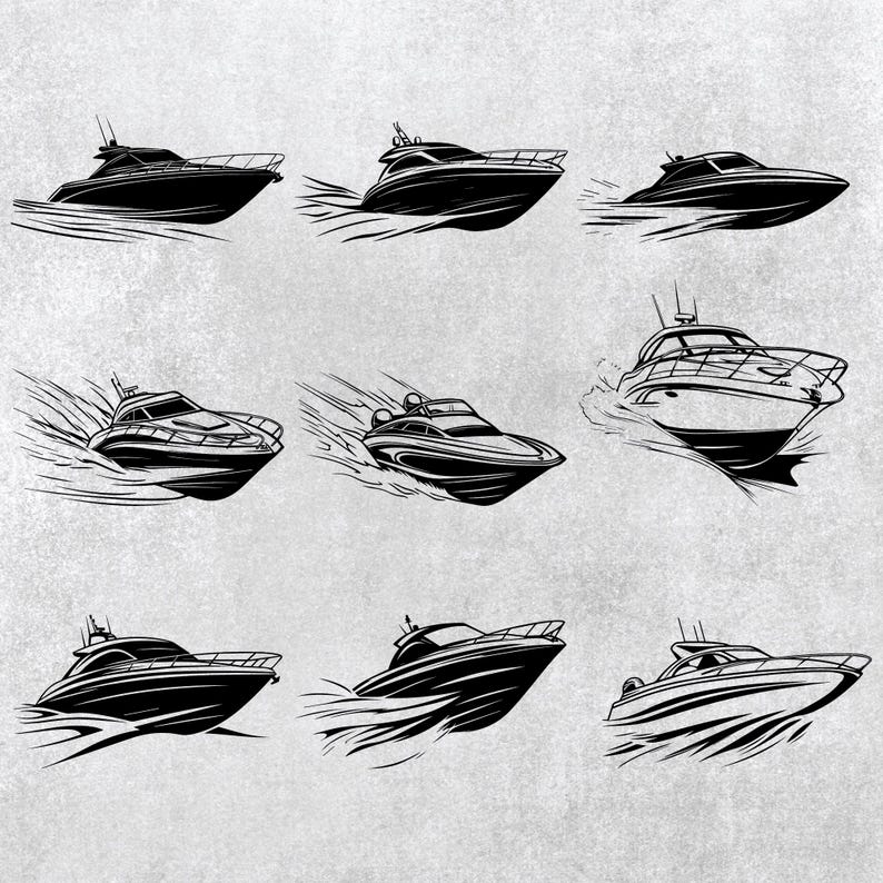 Speed Boat SVG Bundle: Vector Clipart, Decal Designs (PNG, SVG) - Etsy
