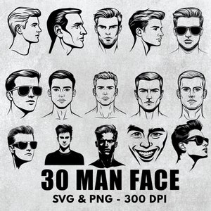 Man Face Svg Bundle, Man Face Silhouette, Man Face Clipart, Man Face ...