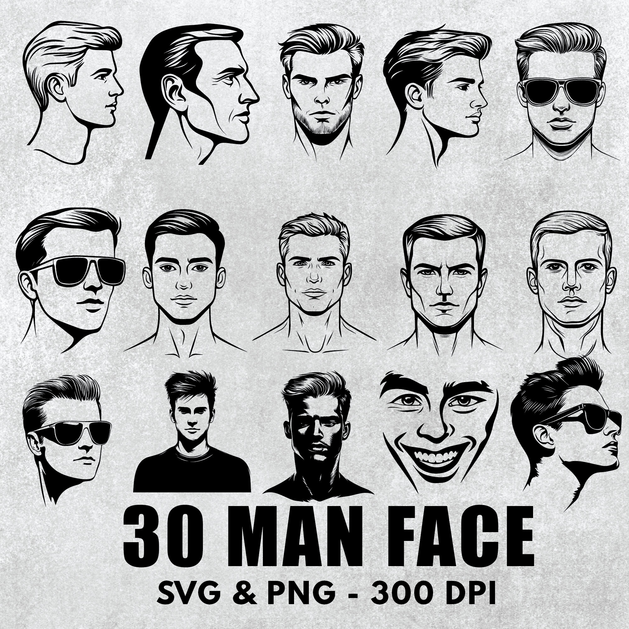 Man Face Svg Bundle, Man Face Silhouette, Man Face Clipart, Man Face ...