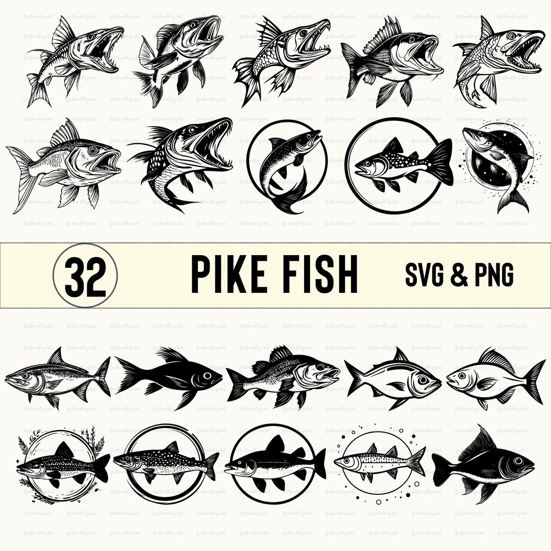 Pike Fish Svg Bundle, Pike Fish Silhouette, Pike Fish Clipart, Pike ...