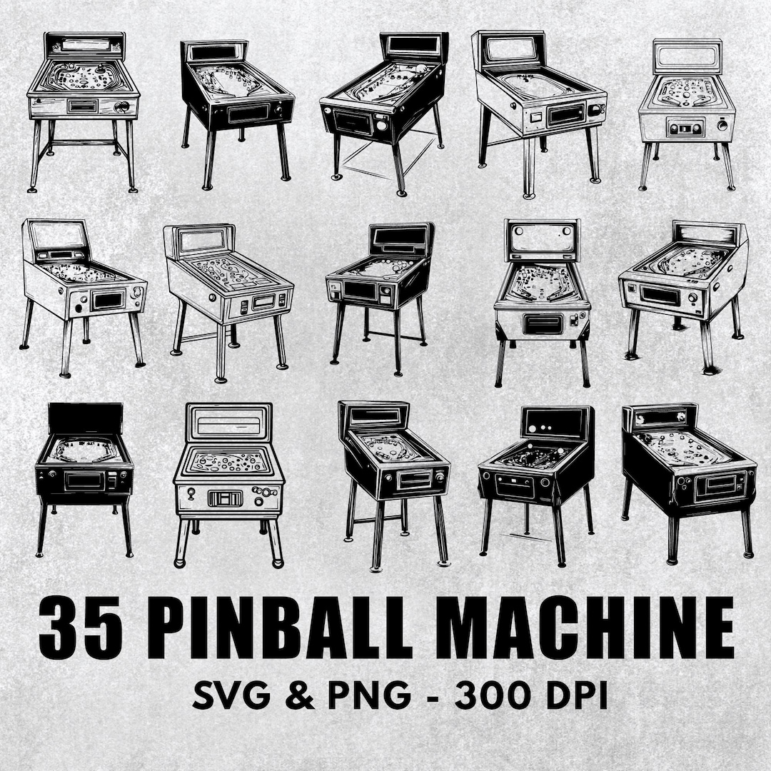 Pinball Machine Svg Bundle, Pinball Machine Silhouette Set, Pinball ...
