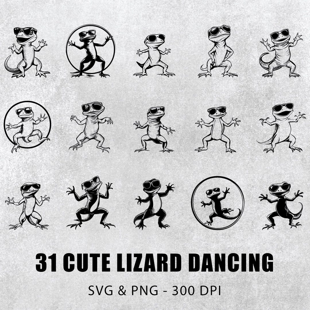 Cute Lizard Dancing Svg Png Bundle, Cute Lizard Dancing Silhouette, Lizard Clipart, Lizard ...