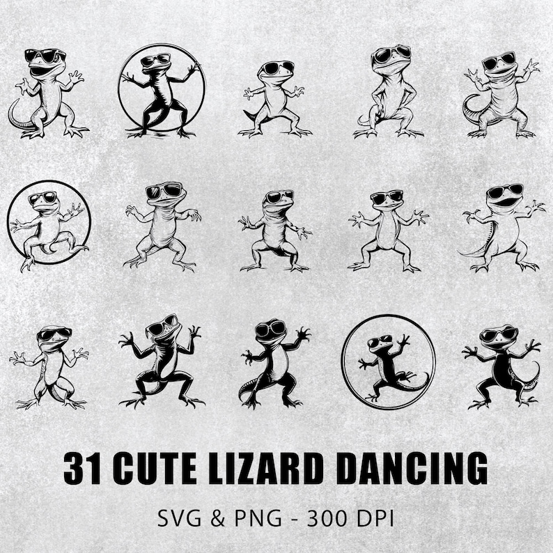 Cute Lizard Dancing Svg Png Bundle, Cute Lizard Dancing Silhouette ...