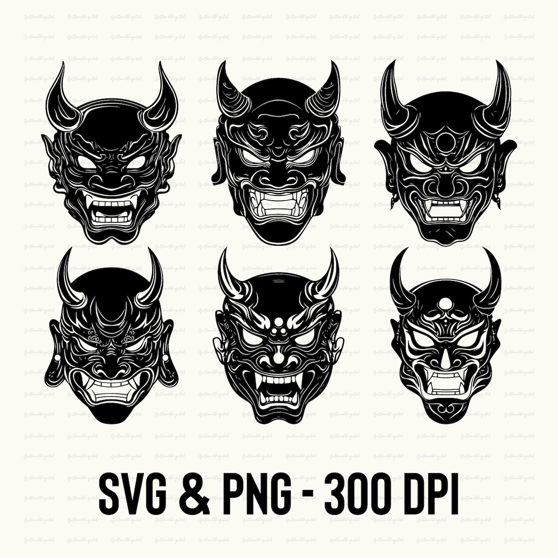 Oni Mask Svg Png, Oni Mask Clipart, Oni Mask Silhouette, Oni Mask ...