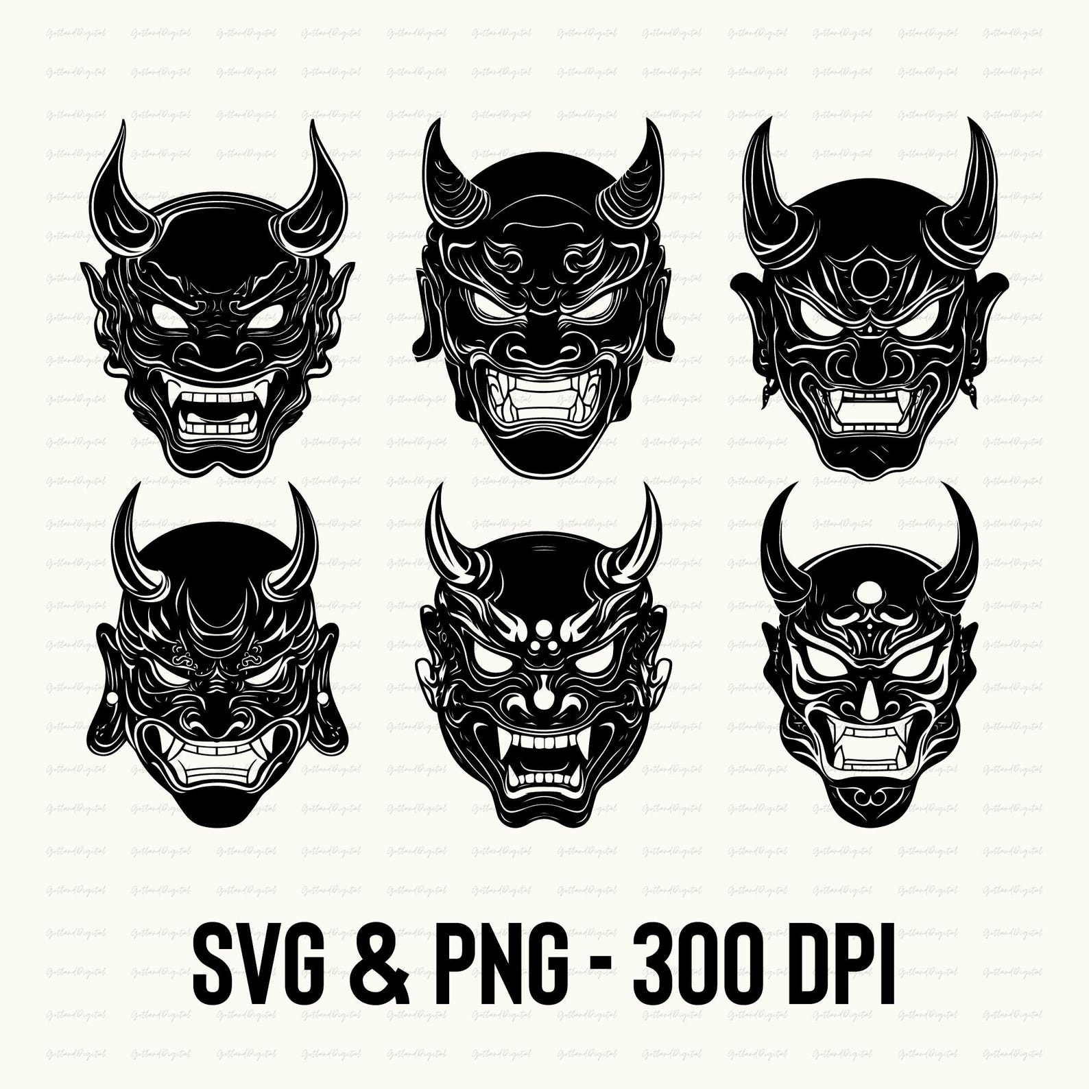 Oni Mask Svg Png, Oni Mask Clipart, Oni Mask Silhouette, Oni Mask ...