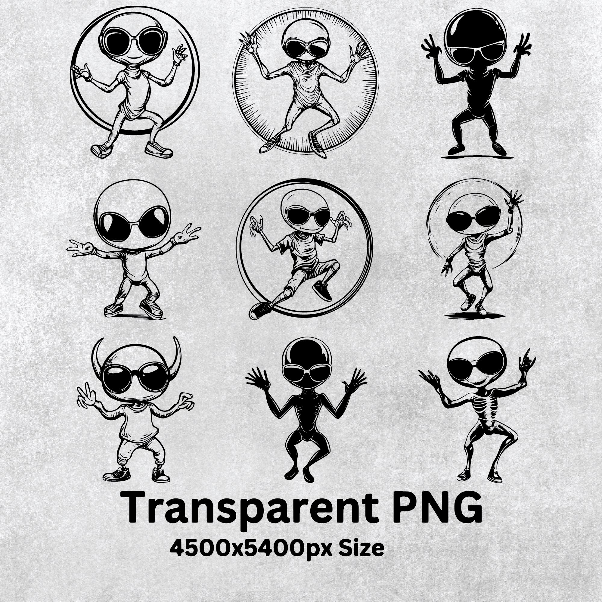 Dancing Alien Clipart, SVG PNG Bundle - Etsy