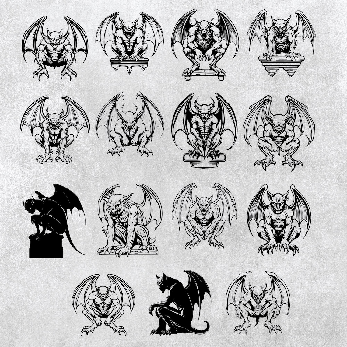 Gargoyle Svg Bundle, Gargoyle Svg Vector Set, Gargoyle Clipart ...
