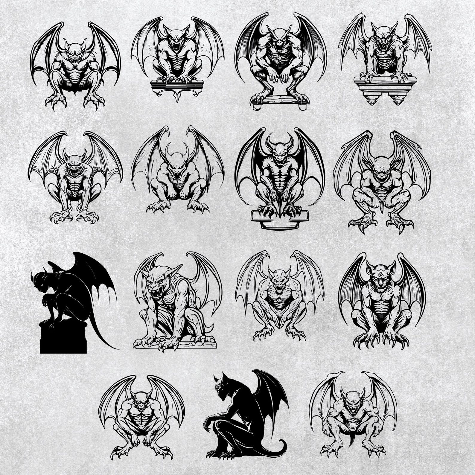 Gargoyle Svg Bundle, Gargoyle Svg Vector Set, Gargoyle Clipart, Gargoyle Decal, Gargoyle Art Png ...