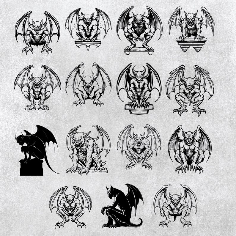 Gargoyle Svg Bundle, Gargoyle Svg Vector Set, Gargoyle Clipart ...