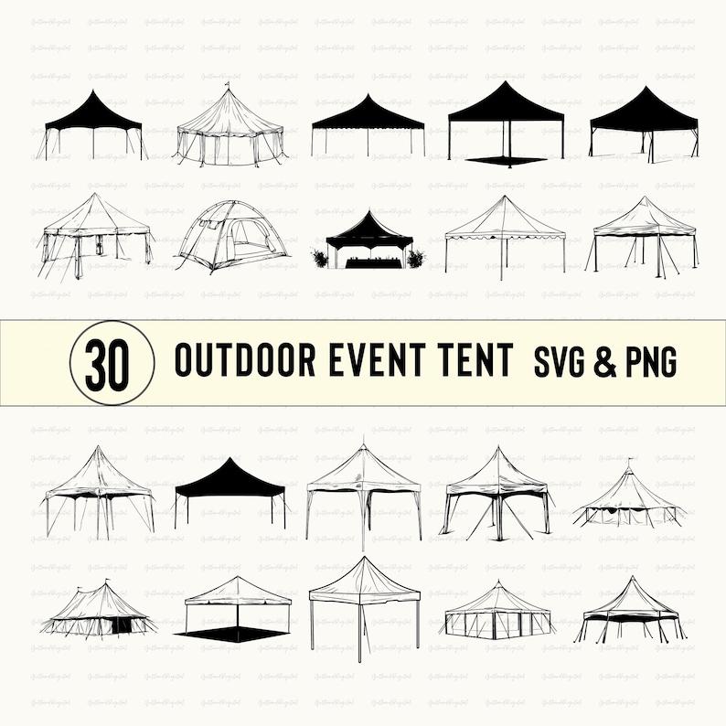 Outdoor Event Tent Silhouette Bundle Svg, Outdoor Event Tent Svg Vector ...