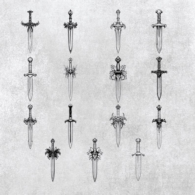 Dagger Svg Bundle, Dagger Svg Vector Set, Dagger Clipart Png, Dagger ...