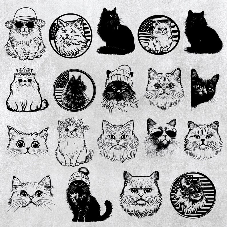 Persian Cat Svg Png, Persian Cat Clipart, Persian Cat Silhouette ...