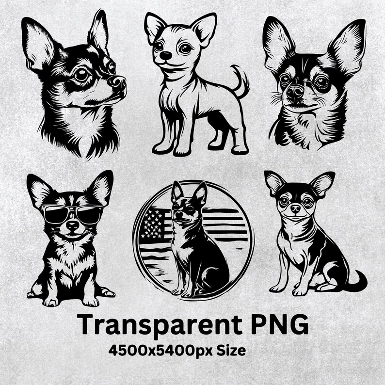 Chipin Dog SVG Bundle: Silhouette Clipart Cut Files (PNG, SVG) - Etsy
