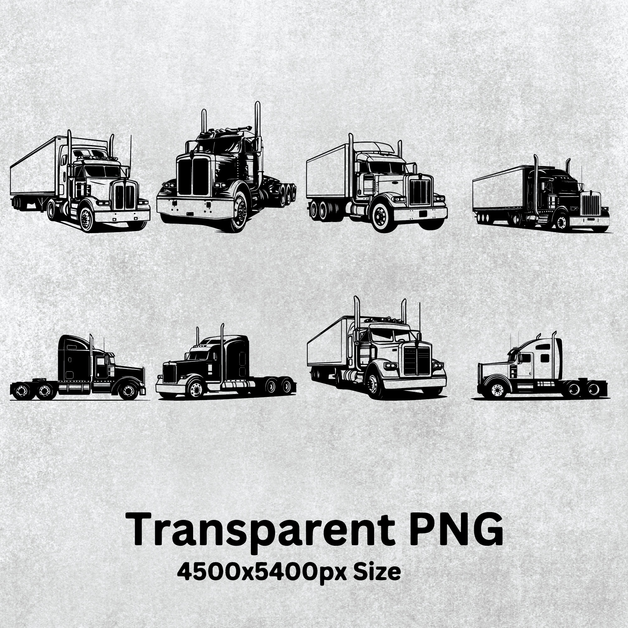 Semi Truck Silhouette Bundle Svg, Semi Truck Svg Vector Set, Semi Truck ...