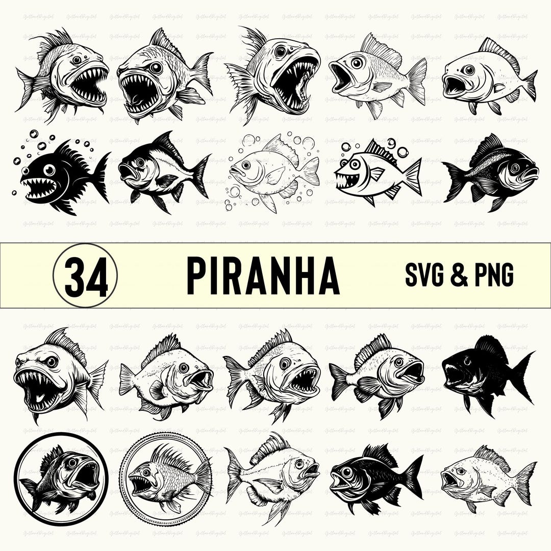 Piranha Fish Svg Png, Piranha Fish Clipart, Piranha Fish Silhouette ...