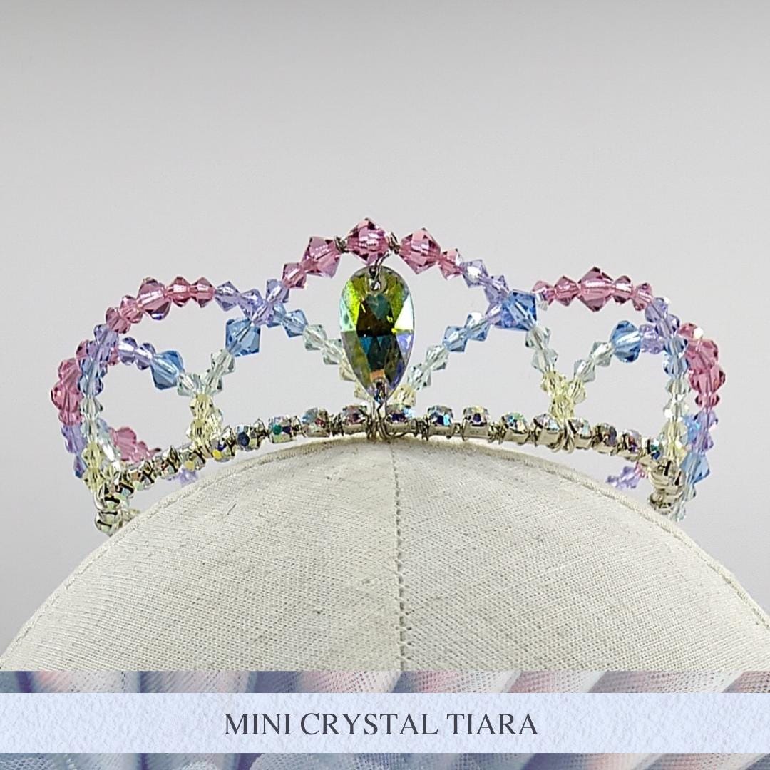 Pastel Rainbow Ballet Tiara/handmade Crystal Dance Headpiece/delicate ...