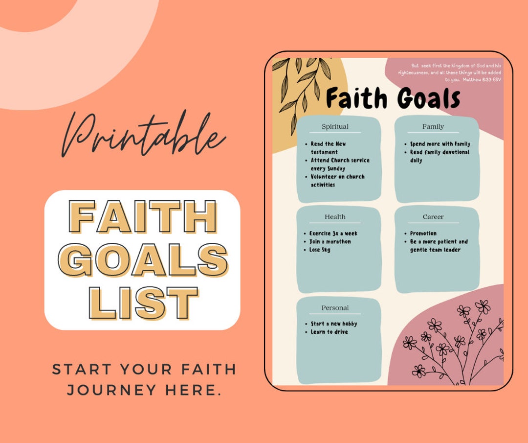 Printable, Simple Faith Goals List - Etsy
