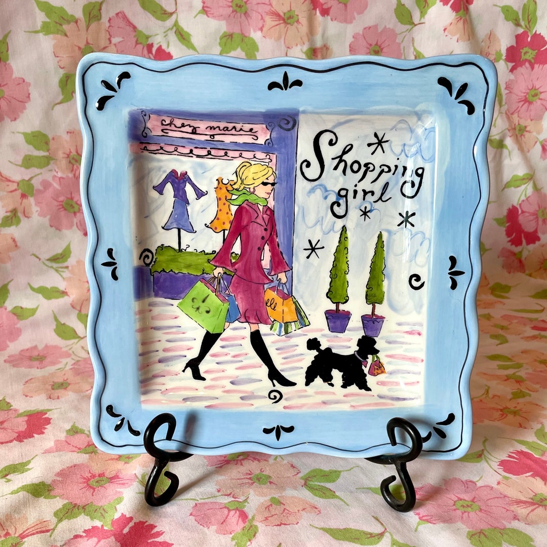 Certified International Jennifer Brinley Shopping Girl Blue Decorative ...