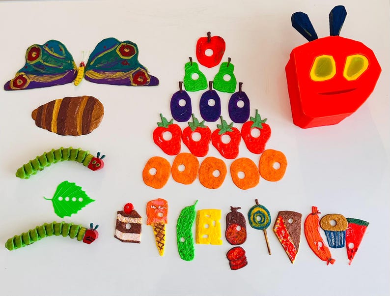 Hungry Caterpillar Story Set | Tuff Tray Sensory Play Food Props - Etsy UK