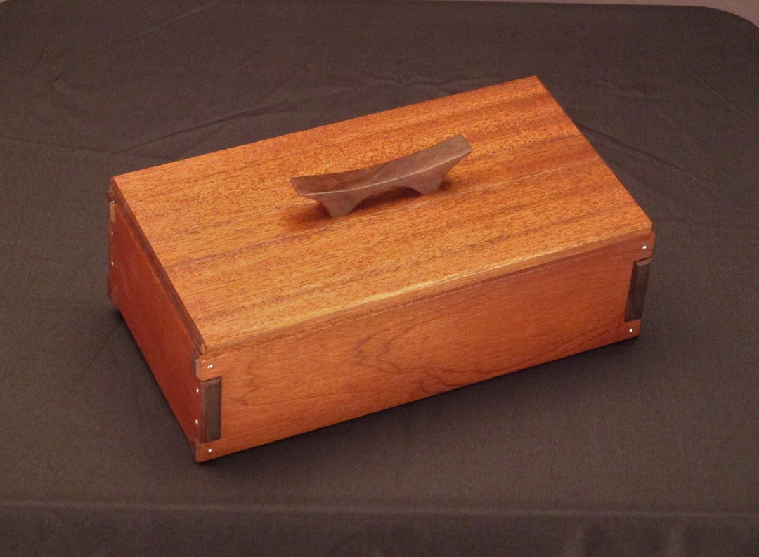 Japanese Inspired Keepsake Box in Dark Mahogany and Rich Velvet Colors ...