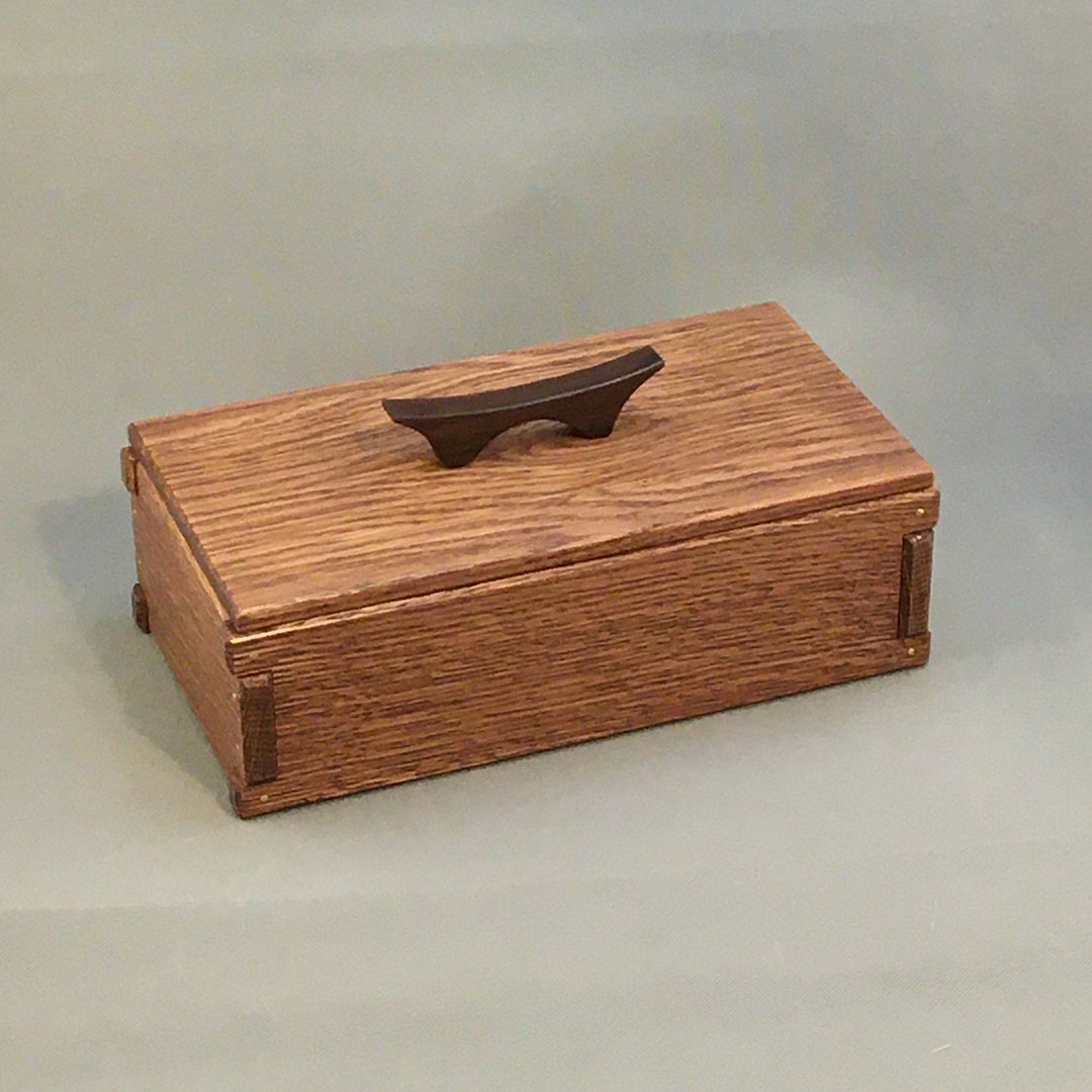 Japanese Inspired Wooden Keepsake Box in Quarter-sawn Oak, Rich Velvet ...