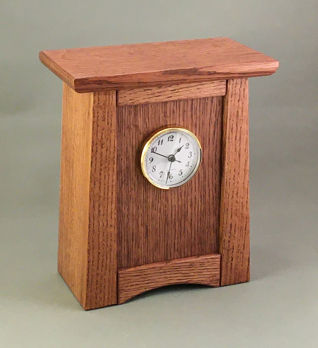 Smaller Wooden Arts & Crafts Clock With Secret Storage in Quarter Sawn ...