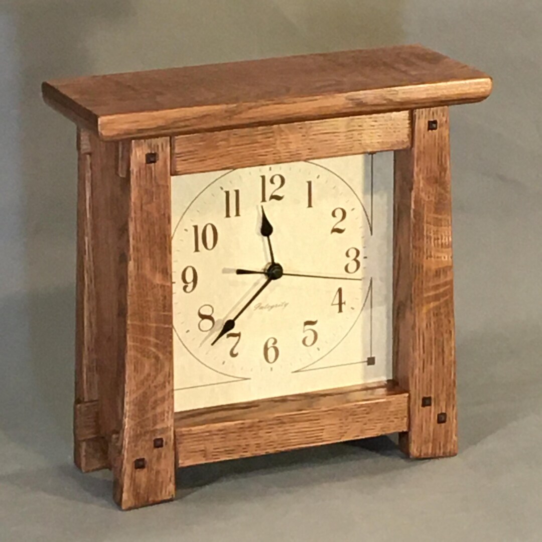 Arts & Crafts Clock Made in Characteristic Quarter Sawn Oak Wood With ...