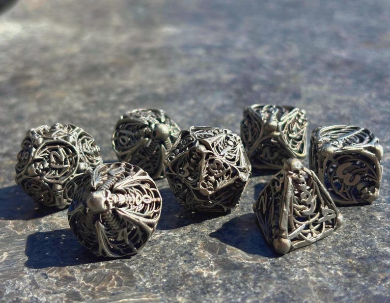 Skull Hollow Metal Dnd Dice Set: Gothic Necromancer RPG - Etsy