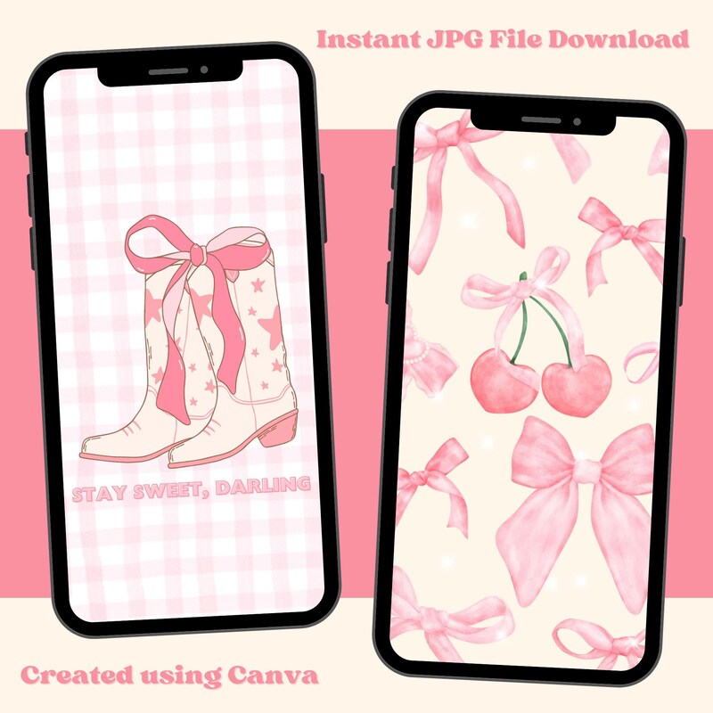 Cute Cherry and Bows Wallpaper - Etsy