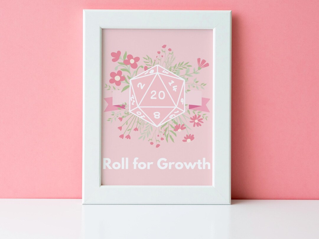 Pink Floral Dnd Natural 20 Roll for Growth Art (digital Download) - Etsy
