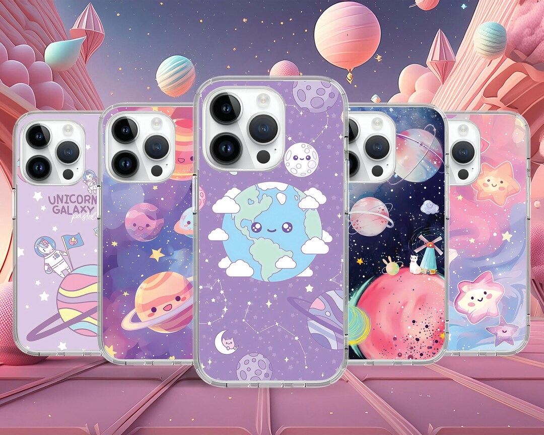 Cute Pastel Space Cartoon Plane Phone Case for iPhone Air 17 16 15 14 ...