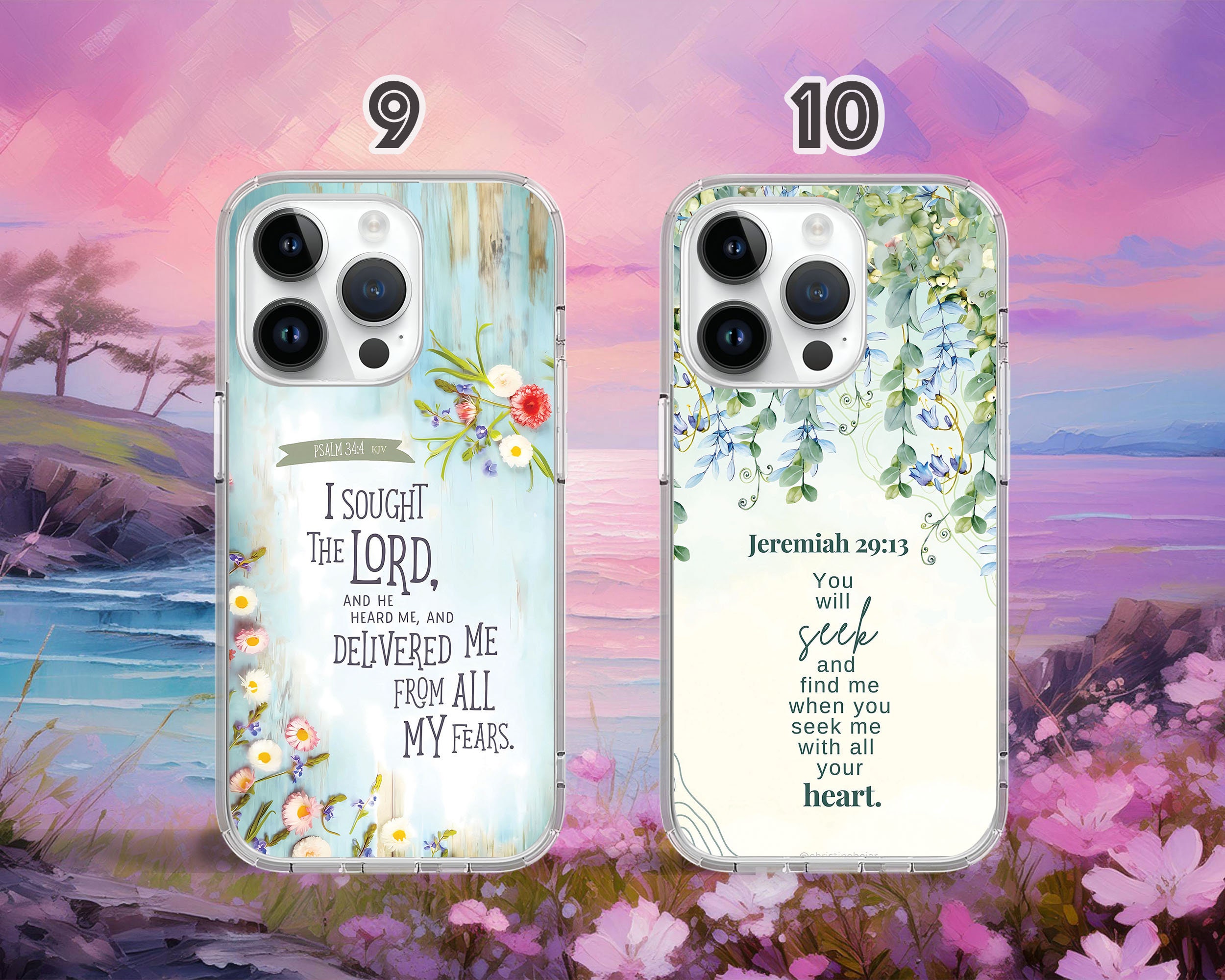 Bible Verse Quote Floral Christian Phone Case for iPhone 15 14 13 12 11 ...