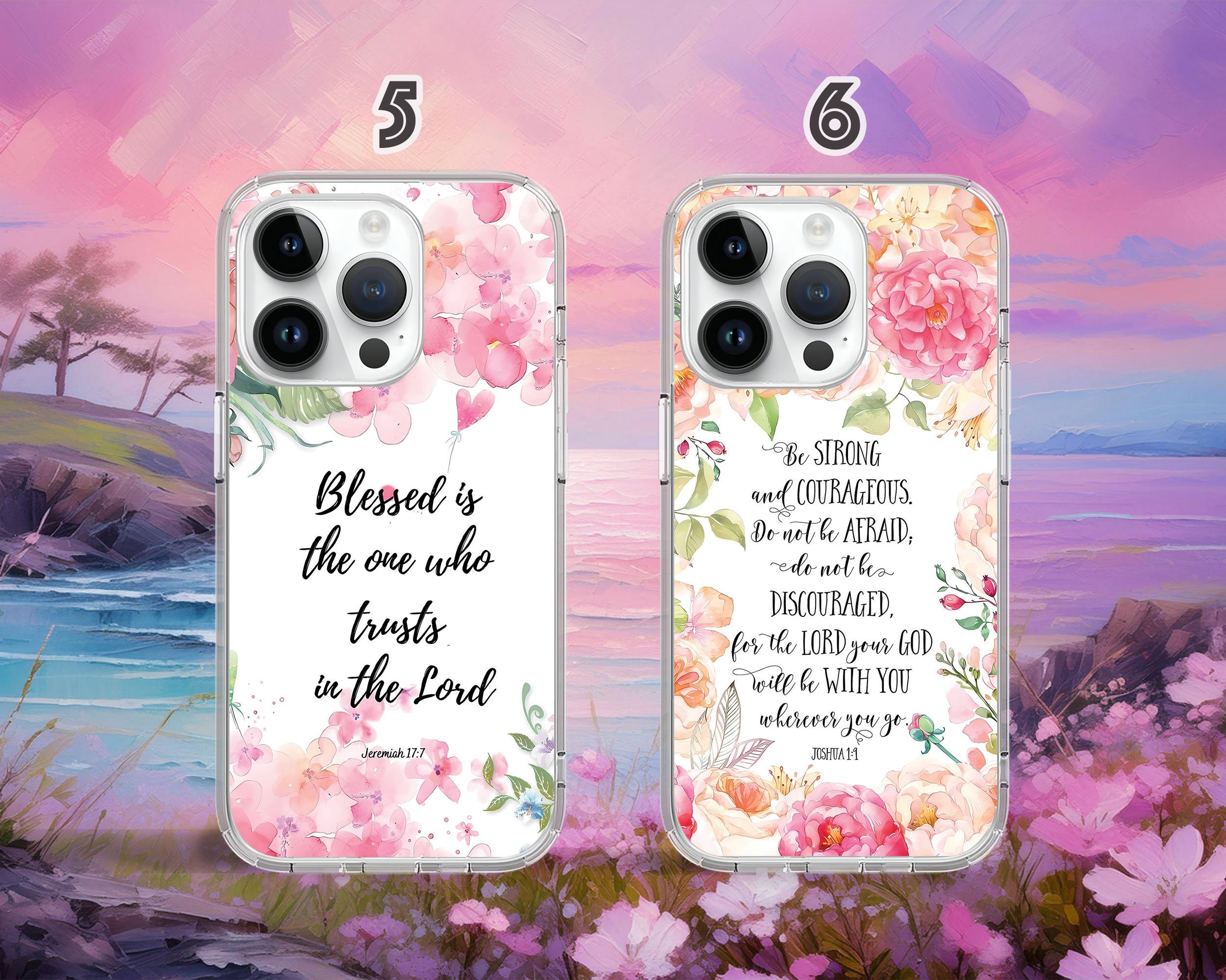 Bible Verse Quote Floral Christian Phone Case for iPhone 15 14 13 12 11 ...