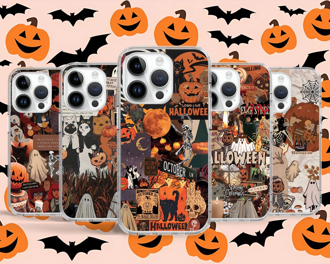 Halloween Vintage Cute Pumpkin Phone Case for iPhone 16 15 14 13 Pro ...
