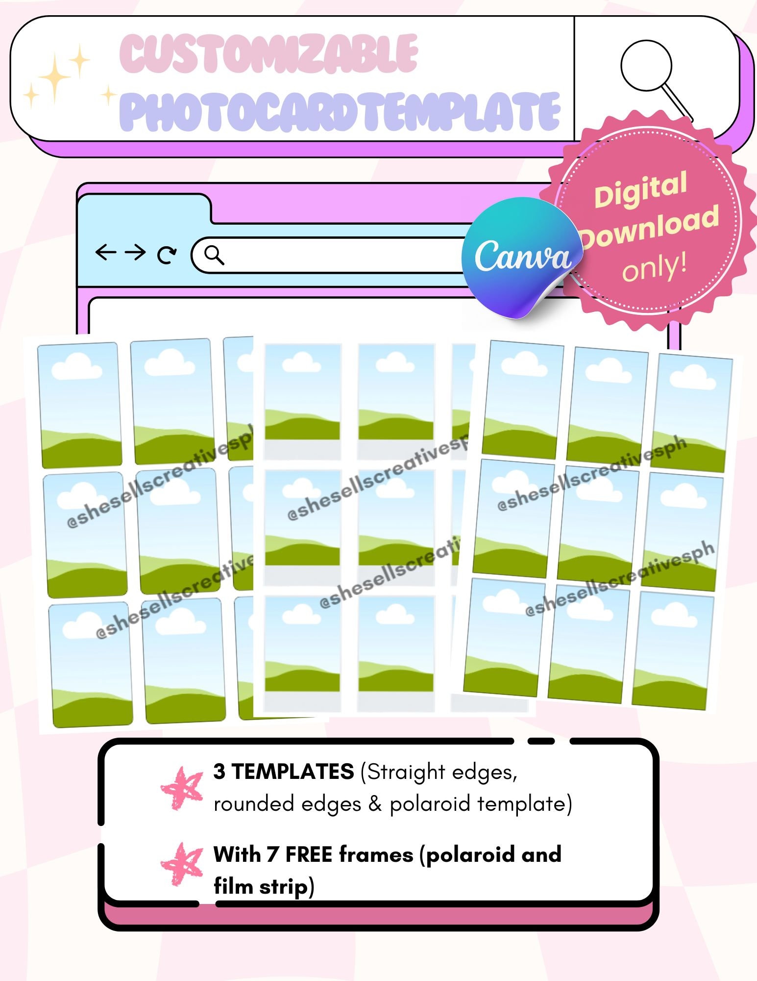 KPOP Photocard Template Canva Digital Cute Personal Gift Freebie Ideas ...