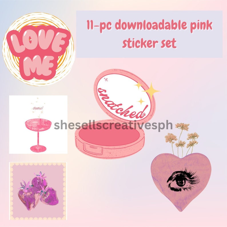 Coquette Pink Sticker Pack Vintage Valentine Theme Printable Digital ...