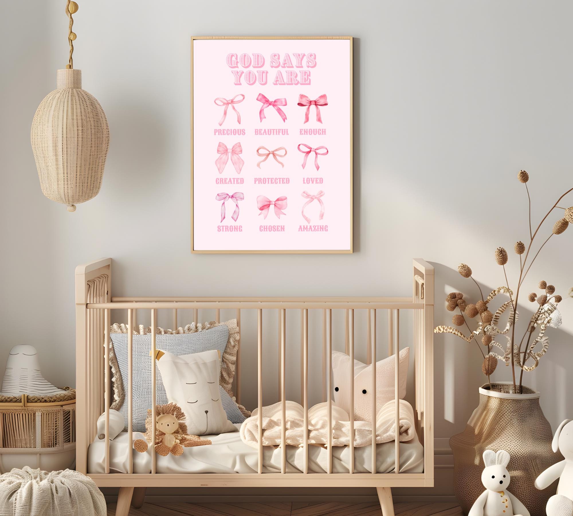 Christian Wall Art, Pink Wall Art Prints, Girls Room Wall Decor, Pink ...