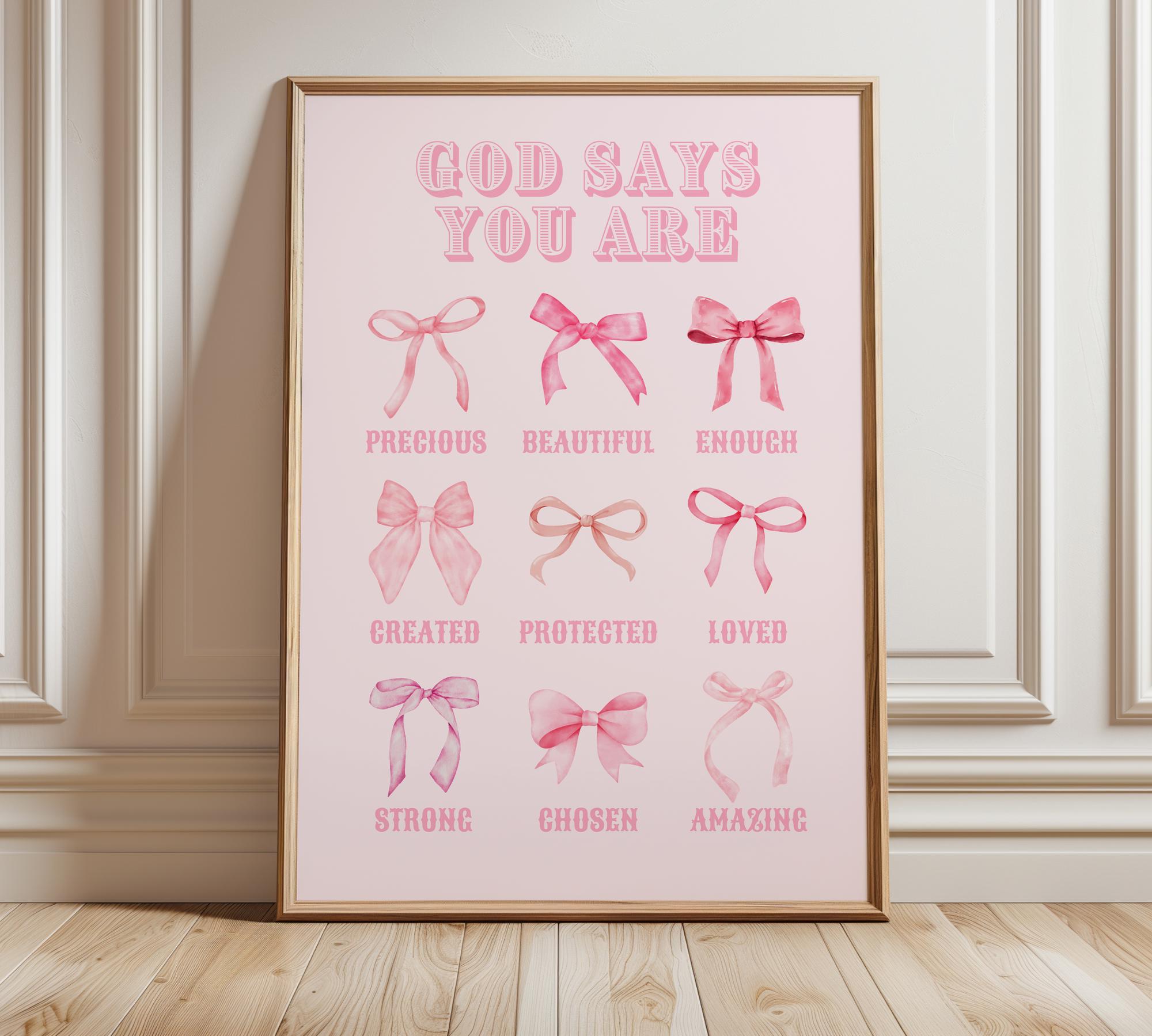 Christian Wall Art, Pink Wall Art Prints, Girls Room Wall Decor, Pink ...