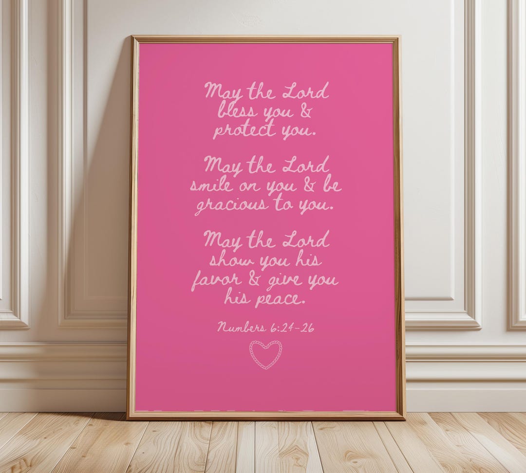Christian Wall Art, Pink Wall Art Prints, Girls Room Wall Decor, Pink ...