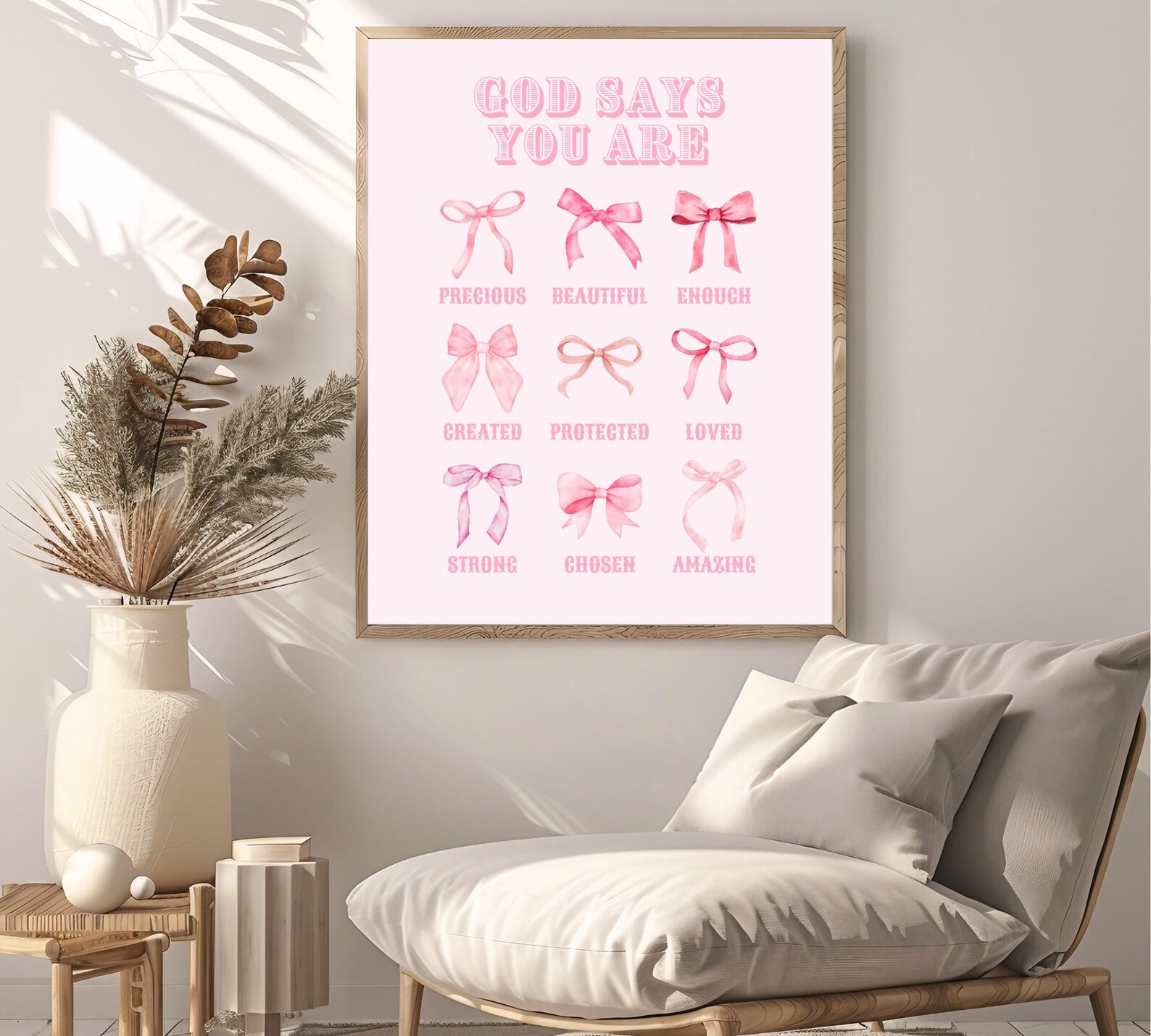 Christian Wall Art, Pink Wall Art Prints, Girls Room Wall Decor, Pink ...