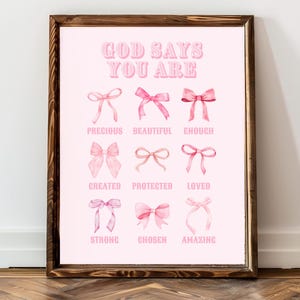 Christian Wall Art, Pink Wall Art Prints, Girls Room Wall Decor, Pink ...