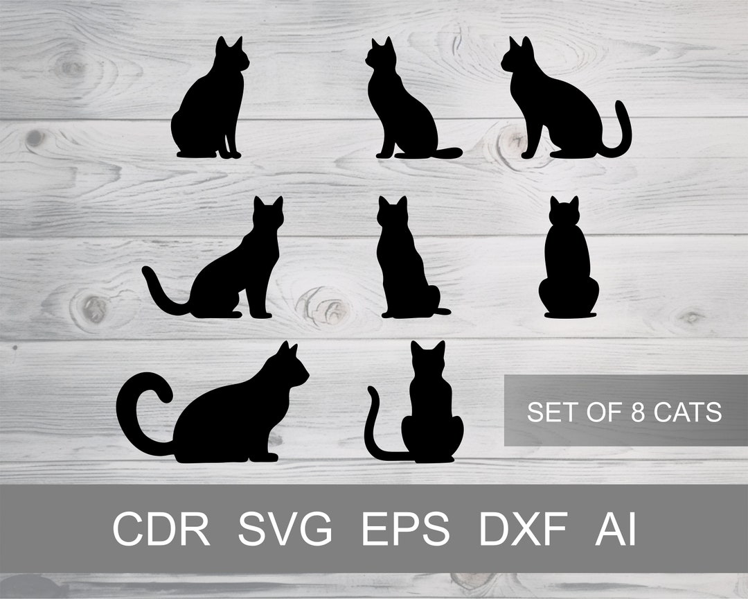 Set Cat Laser Cutting SVG File, Cat Wall Art Svg,dxf, EPS, Vector ...