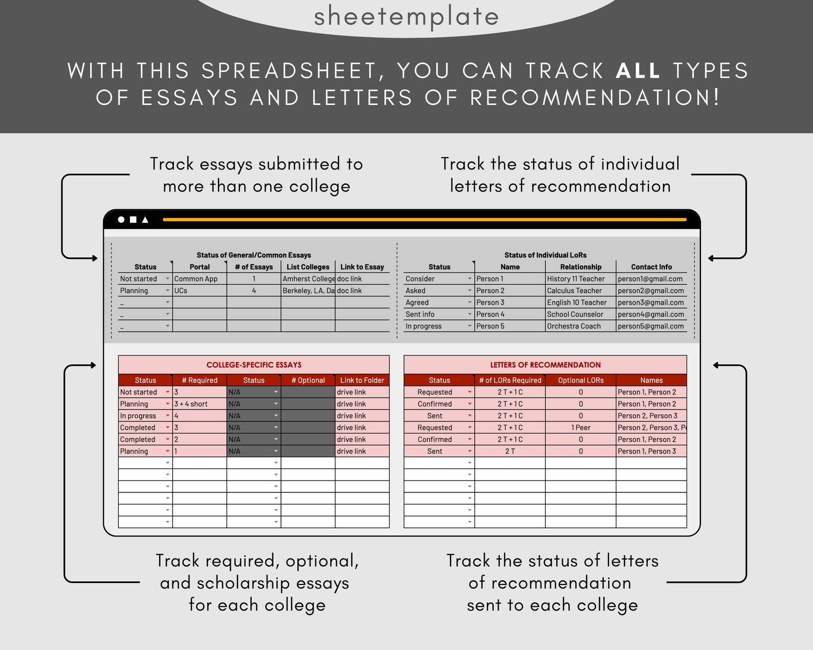 College Application Progress Tracker | Track Deadlines, Essays ...
