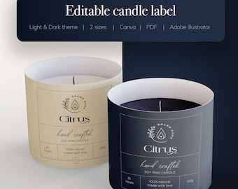 Editable Candle Label Template, Printable Candle Label, DIY Candle ...