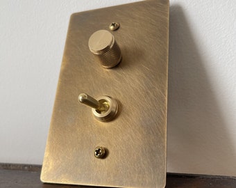 Retro Toggle & Dimmer Light Switch Aged Brass Finish 1 Gang Plate - Etsy