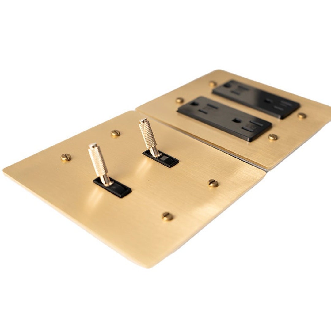 Toggle, Dimmer, Outlet Combo Switch Plates - Gold Brass Finish - Etsy