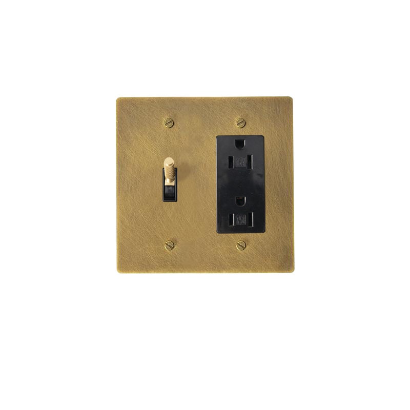 Toggle, Dimmer & Outlet Combo Switch Plates - Aged Brass Finish - Etsy